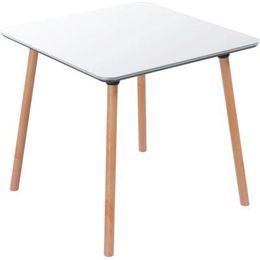 Bistrotisch Palomba, Quadrat, 4-Fu&szlig; Gestell aus Massivholz, B 800 x T 800 x H 750 mm, wei&szlig;/Buche