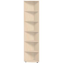 Eckabschlussregal PALENQUE, 6 OH, B 400 x T 400 x H 2160 mm, Ahorn
