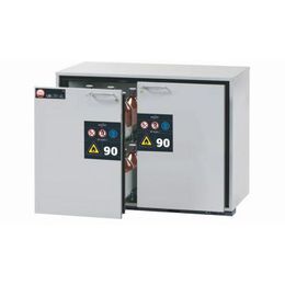 Sicherheitsunterbauschrank Typ 90 ASECOS UB-S-90, 2 Schubladen, Front Lichtgrau, B 1102 x T 600 x H 800 mm