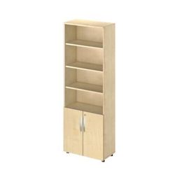 Sch&auml;fer Shop Sch&auml;fer Shop Select Kombischrank LOGIN, oben 4 Regale, unten 2 Ordnerh&ouml;hen mit T&uuml;ren, B 800 x T 420 x H 2240 mm, Ahorn Dekor/Ahorn Dekor