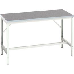 Werkbank Bott verso, Linoleum-Platte, mit Querstrebenset, B 1500 x T 800 x H 780 - 930 mm, RAL 7035 Lichtgrau