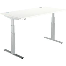 Sch&auml;fer Shop Sch&auml;fer Shop Select Schreibtisch DRIVE UP 2, elektrisch h&ouml;henverstellbar, Rechteck, T-Fu&szlig;, B 1600 x T 800 x H 630-1290 mm, wei&szlig;/wei&szlig;aluminium