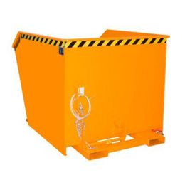 Bauer Kippbeh&auml;lter GU-E 1500, mit Siebblech & Ablasshahn, &ouml;l-/wasserdicht, staplertauglich, B 1280 x T 1640 x H 1090 mm, gelborange RAL 2000