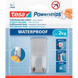 Tesa Powerstrips Waterproof Haken Zoom, aus Edelstahl, für Feuchträume, max. 2 kg