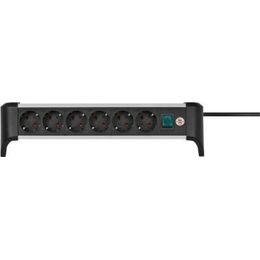 Fa.Brennenstuhl Brennenstuhl Alu-Office-Line 6-fach-Steckdosenleiste, 6 Schutzkontakt-Steckdosen, 45&deg;-Anordnung, 3 m Kabel, L 385 x B 115 x T 105 mm, schwarz/silber