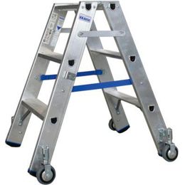 Krause Alu-Stufendoppelleiter mit Rollen, 6 Stufen
