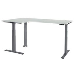 Sch&auml;fer Shop Sch&auml;fer Shop Genius Winkelschreibtisch Modena Flex, elektrisch h&ouml;henverstellbar, 90&deg; Winkel, T-Fu&szlig;, B 2000 mm, lichtgrau/anthrazit