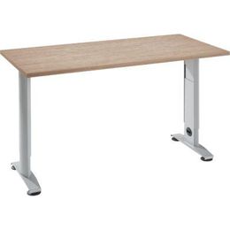 Sch&auml;fer Shop Home Office Tisch Login, C-Fu&szlig;, B 1300 x T 650 mm, Eiche/wei&szlig;alu