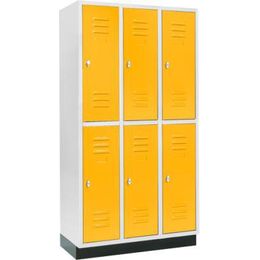 Sch&auml;fer Shop Sch&auml;fer Shop Select Kleiderspind, mit 3 x 2 Abteilen, 300 mm, mit Sockel, Drehriegelverschluss, T&uuml;r gelb
