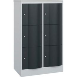 C+P Schlie&szlig;fachschrank Resisto, 2 Abteile, 6 F&auml;cher, B 772 x T 540 x H 1255 mm, Lichtgrau/Anthrazitgrau