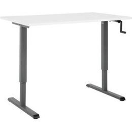 Schreibtisch Multiflex, manuell h&ouml;henverstellbar mit Kurbel, B 1200 x T 800 x H 700-1180 mm, wei&szlig;/anthrazit