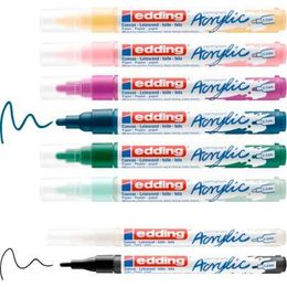 Acrylmarker Edding, 8er Set, geeignet f&uuml;r viele Oberfl&auml;chen, Rundspitze, diverse Farben