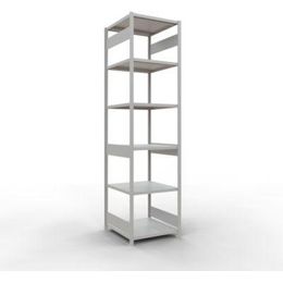 SCHULTE LAGERTECHNIK Fachbodenregal-Stecksystem MULTIplus 250, Grundregal, L&auml;ngenriegel, 3000x750x800 mm, 7 B&ouml;den, lichtgrau