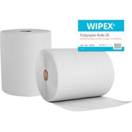 Putzpapier Wipex®-ZR, 2-lagig, Tuchgröße ca. 220 x 360 mm, Zellstoff & Recyclingrohstoff, weiß, 2 Rollen mit jeweils 1500 Tüchern