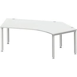 Sch&auml;fer Shop Sch&auml;fer Shop Genius Winkelschreibtisch MODENA FLEX 135&deg;, Ansatz rechts, 4-Fu&szlig;-Quadratrohr, B 2165 mm, lichtgrau