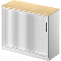 Sch&auml;fer Shop Sch&auml;fer Shop Genius Querrollladenschrank TETRIS SOLID, 2 OH, B 1000 mm, inkl. 19 mm Abdeckplatte, Ahorn-Dekor/wei&szlig;alu/wei&szlig;alu