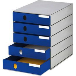 Styro&reg; Schubladenbox Styroval Pro, 5 Schubladen, geschlossen, B 243 x T 335 x H 323 mm, DIN C4, PolyStyrol, stapelbar, &ouml;ko-blau