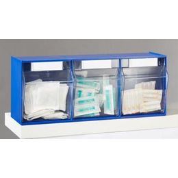Kleinteilemagazin MultiStore, Reihengr&ouml;&szlig;e 3, B 600 x T 163 x H 242 mm, Volumen 12,5 l, stapelbar, Polystyrol, blau/transp.