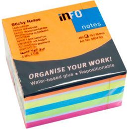 Haftnotizen Brillant, W&uuml;rfel mit 450 Blatt, B 75 x H 75 mm, 6 Farben