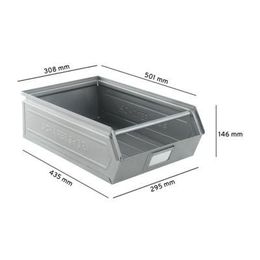 Sch&auml;fer Shop Sch&auml;fer Shop Select Sichtlagerkasten, mit Tragestab, 18,5 l, 80 kg, L 501 x B 308 x H 146 mm, Stahl, galvanisch verzinkt