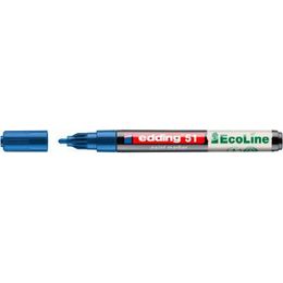 Lackmarker Edding 51 EcoLine, Schreibfarbe Blau, Rundspitze, Strichst&auml;rke 1-2 mm, mit Kappe, wasserbasiert, nachf&uuml;llbar, 10 St&uuml;ck