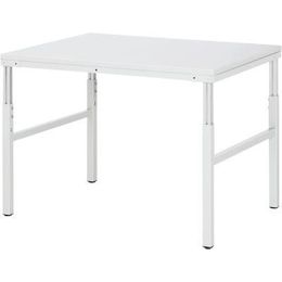 Rau Basistisch Serie E, manuell h&ouml;henverstellbar, 22 mm Spanplatte mit Melaminbelag, bis 450 kg, B 1200 x T 700 x H 650-1000 mm, lichtgRau