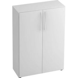 Schrank TARA, 3 Ordnerh&ouml;hen, B 800 x T 330 x H 1144 mm, Fl&uuml;gelt&uuml;ren, 2 Fachb&ouml;den, stapelbar, lichtgrau