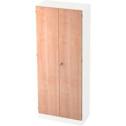 Aktenschrank, 5 OH, abschlie&szlig;bar, B 800 x T 420 x H 2004 mm, wei&szlig;/Nussbaum-Dekor