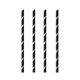 Trinkhalme Papstar Stripes, f&uuml;r Shakes, Einweg, L 200 x &Oslash; 8 mm, aus FSC&reg;-zertifiziertem Papier, schwarz-wei&szlig;, 100 St&uuml;ck