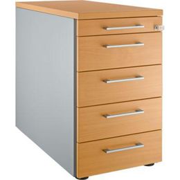 Sch&auml;fer Shop Sch&auml;fer Shop Genius Standcontainer 13333, mit Griff eckig, B 435 x H 717 mm, wei&szlig;alu/wei&szlig;alu/Buche-Dekor