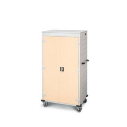 Laptopwagen mit Ladefunktion, 2-Punkt-Verriegelung, Feststellbremse, 26 F&auml;cher, B 920 x T 500 x H 1540, hellelfenbein