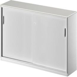 Sch&auml;fer Shop Sch&auml;fer Shop Genius Schiebet&uuml;renschrank TETRIS SOLID, 3 OH, Mitteltrennwand, B 1600 x T 413 x H 1170 mm, lichtgrau/wei&szlig;alu