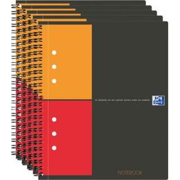 Notizbuch Oxford International, Optik Paper&reg;, DIN A5, kariert, 80g/m&sup2;, 80 Blatt, 5 St&uuml;ck