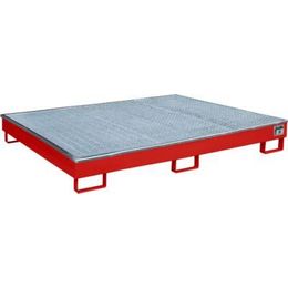 Bauer Regalwanne RW-GR 1800 PE, mit PE-Einsatz, mit Gitterrost, L 1765 x B 1315 x H 255 mm, feuerrot RAL 3000