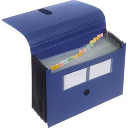 Foldersys F&auml;chermappe, 12 F&auml;cher, DIN A4, mit Klettverschluss, blau