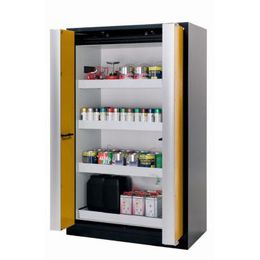 Sicherheitsschrank Typ 90 ASECOS Q-PHOENIX-90, Faltt&uuml;ren, Front Sicherheitsgelb, B 1193 x T 615 x H 1953 mm