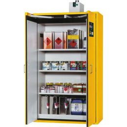 Sicherheitsschrank Typ 90 ASECOS S-CLASSIC-90, Fl&uuml;gelt&uuml;ren mit T&uuml;rfeststellanlage, B 1196 x T 616 x H 1968 mm, sicherheitsgelb RAL 1004