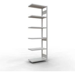 SCHULTE LAGERTECHNIK Fachbodenregal-Stecksystem MULTIplus 250, Anbauregal, L&auml;ngenriegel, 2500x750x400 mm, 6 B&ouml;den, lichtgrau