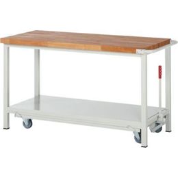 Rau Werkbank Serie 8000, fahrbar, absenkbar, Ablageboden, B 1500 x T 700 x H 880 mm