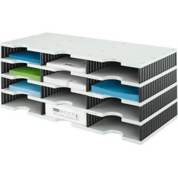 Styro&reg; Sortierstation Styrodoc Standard, DIN C4, 4 Etagen/3-reihig/12 F&auml;cher, grau/schwarz