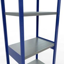SCHULTE LAGERTECHNIK Fachbodenregal-Stecksystem MULTIplus 250, Grundregal, L&auml;ngenriegel, 3000x750x500 mm, 7 B&ouml;den, enzianblau/verzinkt