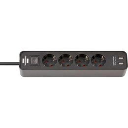 Fa.Brennenstuhl Steckdosenleiste Brennenstuhl Ecolor, 4-fach, 2 x USB, IP20, Kindersicherung, 2100 mA, Kunststoff, schw./schw.