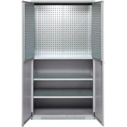Sch&auml;fer Shop Sch&auml;fer Shop Genius Materialschrank FS, 5 OH, abschlie&szlig;bar, Lochrasterw&auml;nde/3 Fachb&ouml;den, bis 450 kg, B 1055 x T 520 x H 1950 mm, wei&szlig;alu/wei&szlig;alu