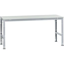 Manuflex Arbeitstisch UNIVERSAL Standard, 2000 x 1000 mm, Kunststoff lichtgrau, alusilber