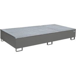 Bauer Regalwanne RW-GR 2700-3 PE, mit PE-Einsatz, mit Gitterrost, L 2665 x B 1315 x H 440 mm, mausgrau RAL 7005