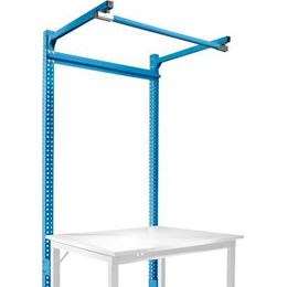 Manuflex Aufbauportal m. Ausleger, Grundtisch STANDARD Arbeitstisch/Werkbank UNIVERSAL/PROFI, 1250 mm, lichtblau