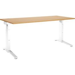 Sch&auml;fer Shop Sch&auml;fer Shop Genius Schreibtisch ERGOSTYLE S, manuell h&ouml;henverstellbar, Rechteck, C-Fu&szlig;, B 1800 x T 800 x H 675-895 mm, Buche/wei&szlig;