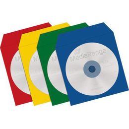 MediaRange CD-/DVD-Papierh&uuml;llen, wiederverschlie&szlig;bar, Sichtfenster, farbig sortiert, 100 St&uuml;ck