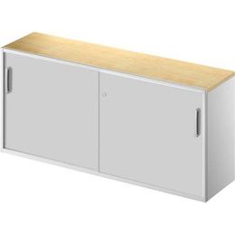 Sch&auml;fer Shop Sch&auml;fer Shop Genius Beistellschrank TETRIS SOLID, 2 OH, in Schreibtischh&ouml;he, B 1600 mm, 25 mm Abdeckplatte, Ahorn-Dekor/wei&szlig;alu