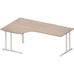 Sch&auml;fer Shop Sch&auml;fer Shop Select Winkelschreibtisch COMBITEC, 90&deg; Winkel links, C-Fu&szlig;, B 2000 x T 1200/800 x H 677-817 mm, Eiche/wei&szlig;alu